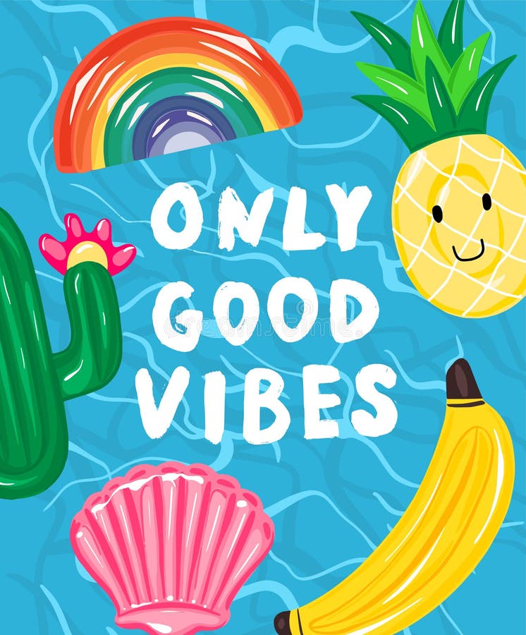 Only Good Quotes Vibes with Water Surface Texture. Stock Illustration ...