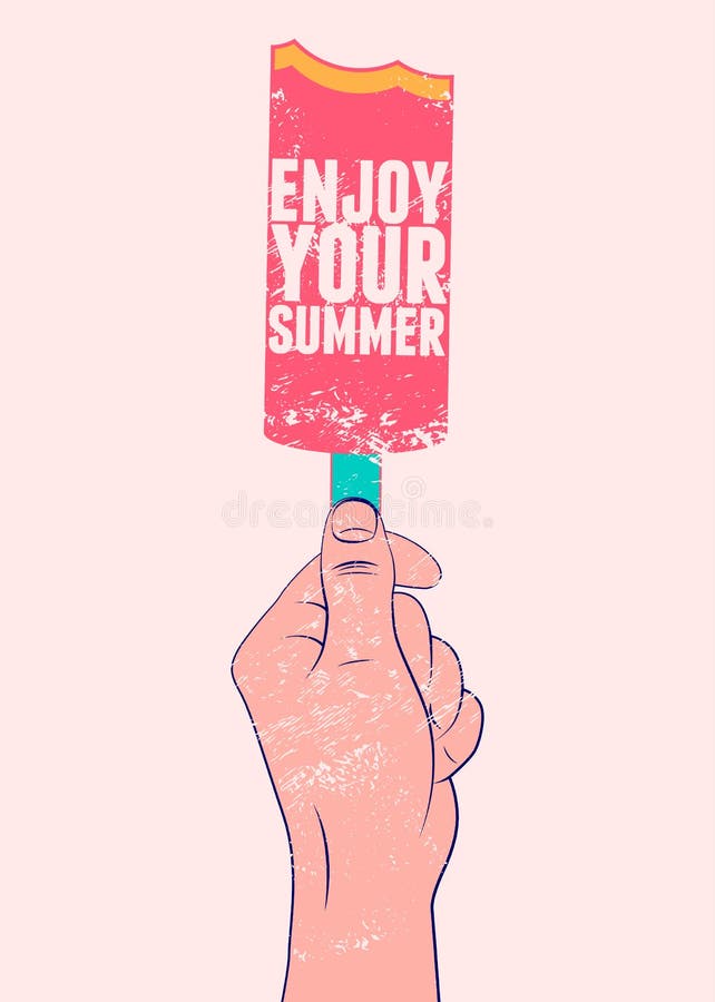 Enjoy Your Summer. Summer Time Phrase Typographical Grunge Poster with ...