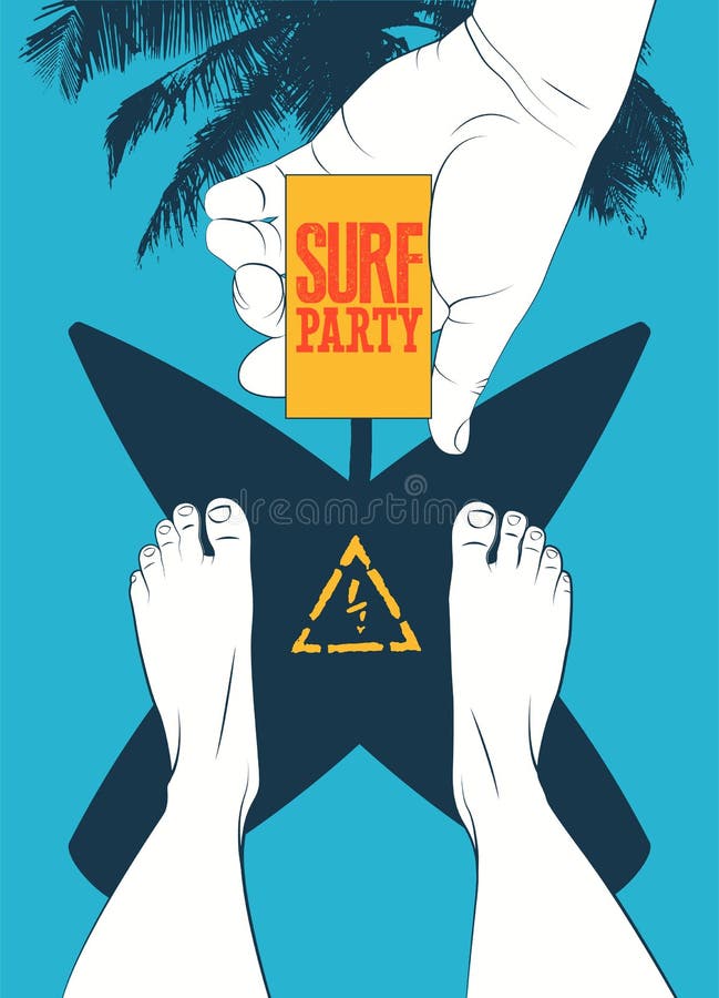 Surf Beach Party Vintage Poster Design. Retro Vector Illustration ...