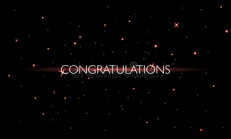 Congratulations Poster with Shining and Stars on the Black Background ...