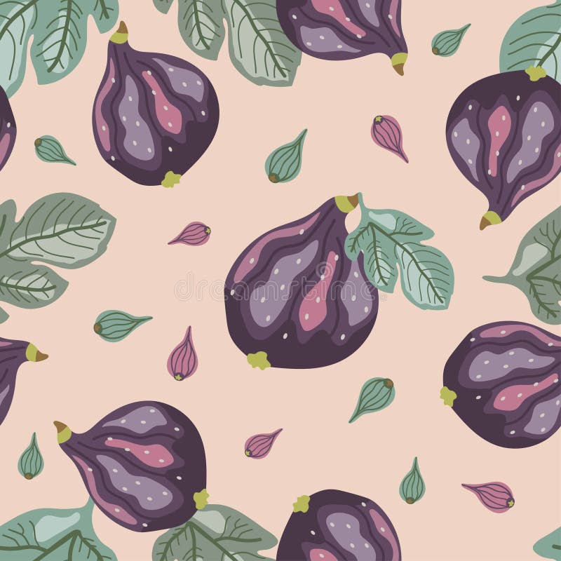 Ripe Fresh Fruits, Fig Harvest. Design for Printing on Textiles ...