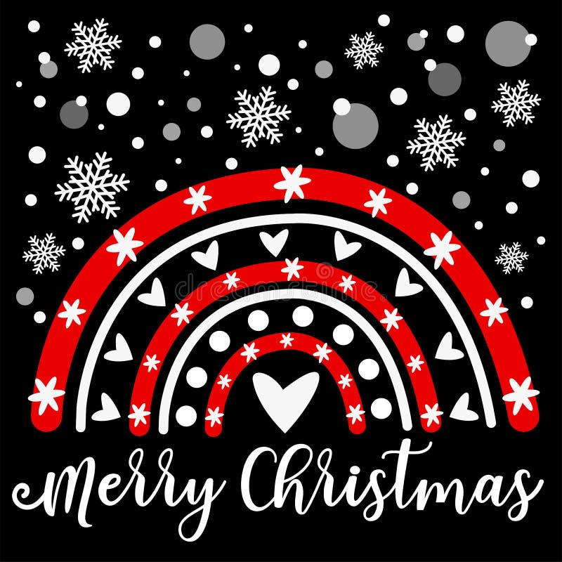 Merry Christmas Greeting Card, Christmas Boho Rainbow Clipart ...