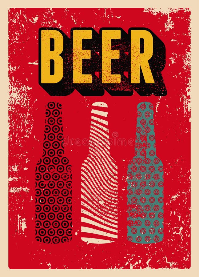 Beer Bottles Abstract Geometric Pattern Typographical Vintage Style ...