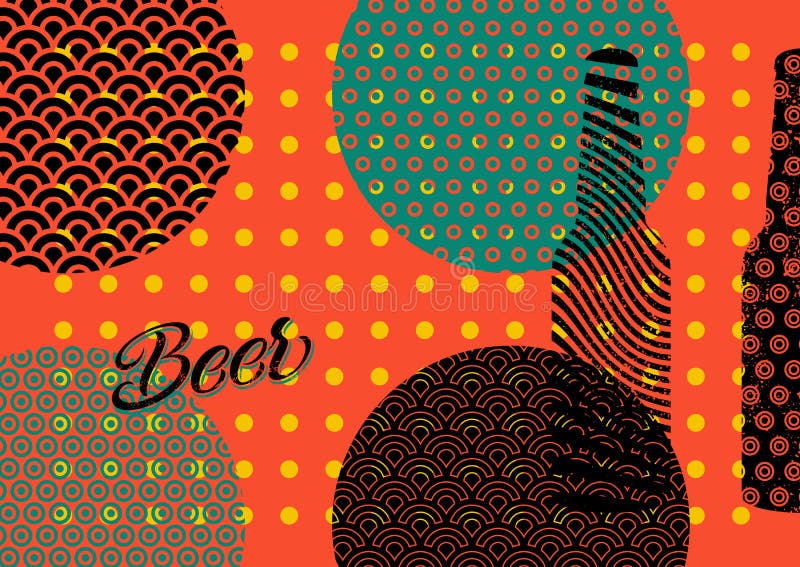 Beer Bottles Abstract Geometric Pattern Typographical Vintage Style ...