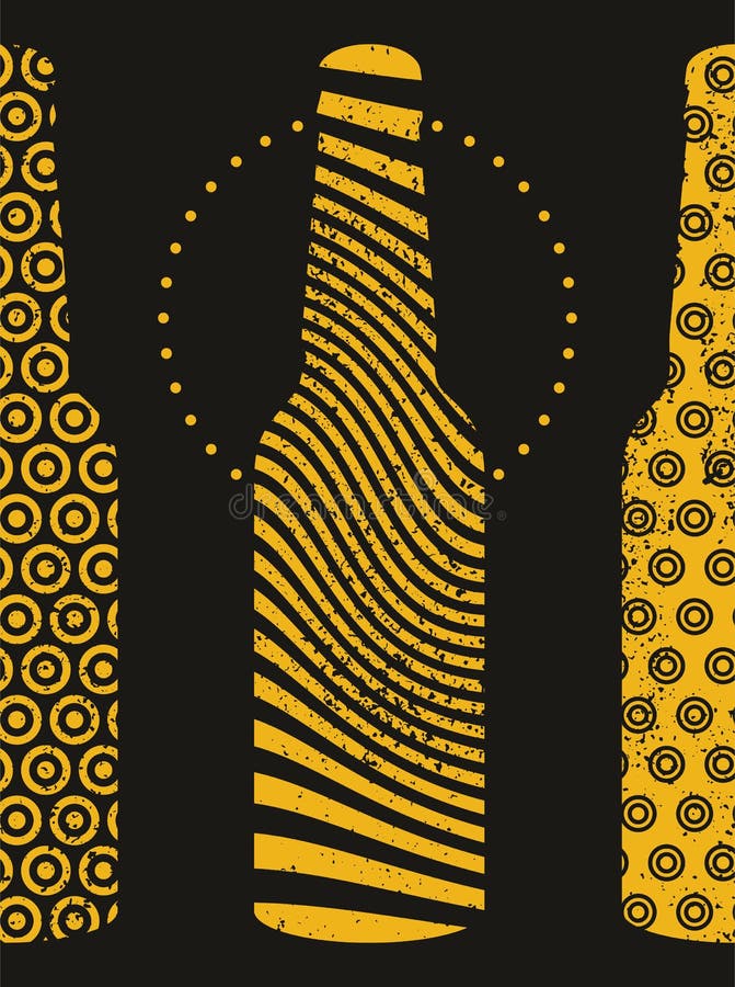Beer Bottles Abstract Geometric Pattern Typographical Vintage Style ...