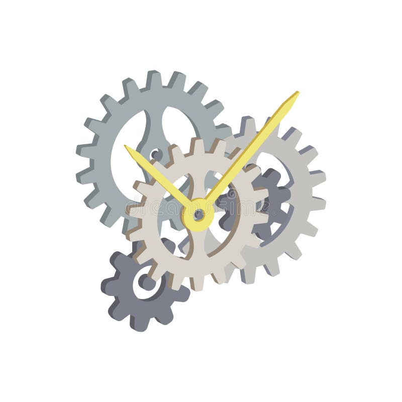 Gear Mechanism from the Clock with Minute and Hour Hand.Isometric and ...