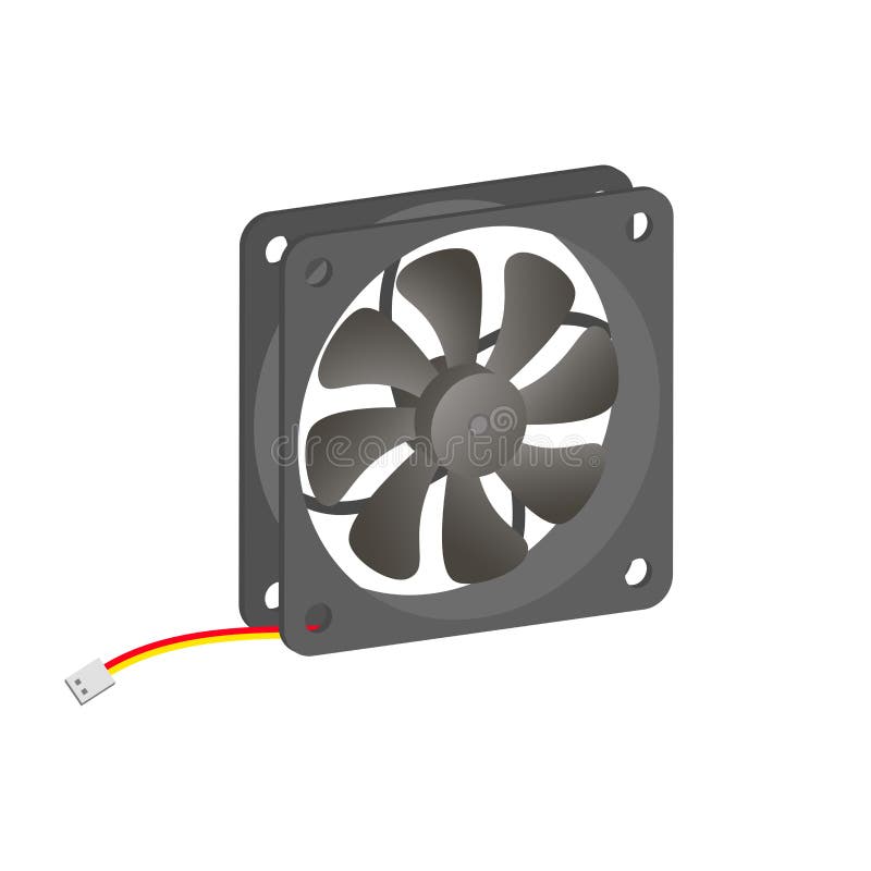 Realistic PC Cooler.Computer Hardware Fan.3d Vector Illustration and ...