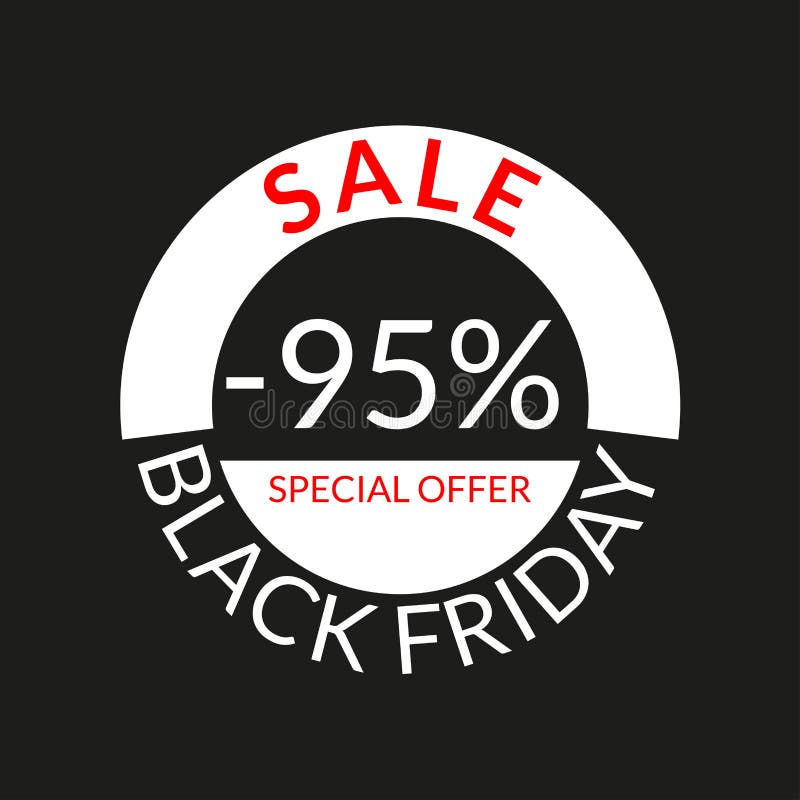 95 Sale Tag or Discount Icon. Save 95 Percent of Price. Black Friday ...