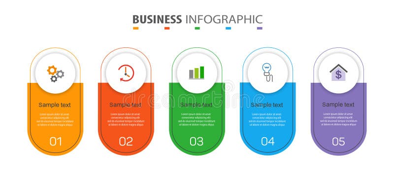 Business Infographic Design Template with 5 Options or Steps Stock ...
