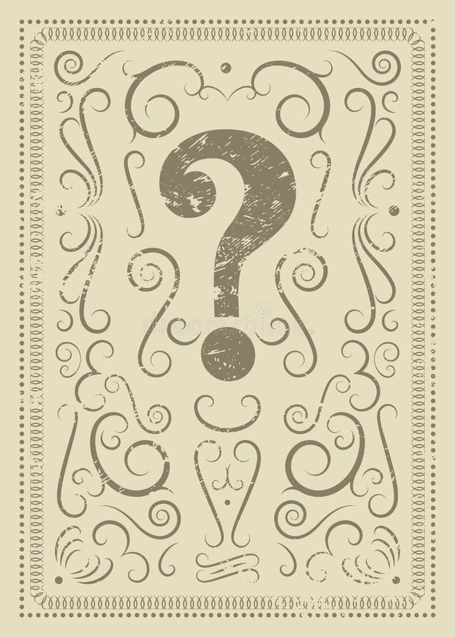 Question Mark Vintage Grunge Ornament Style Poster. Retro Vector ...