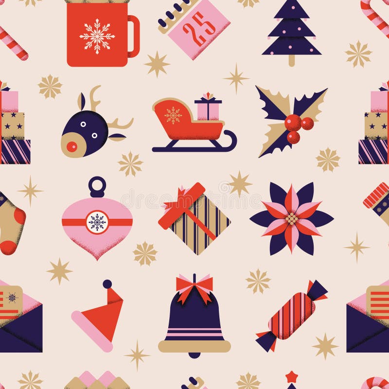 Christmas Festive Seamless Pattern. Stock Vector - Illustration of ...