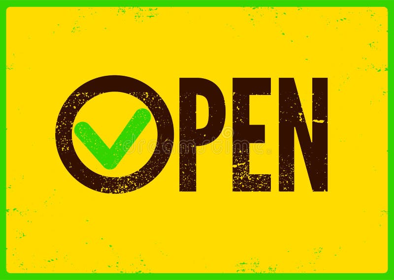 Open Door Sign. Typography Vintage Grunge Style Poster. Retro Vector ...