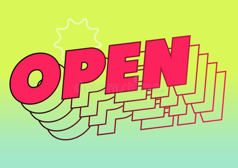 Open Door Sign. Typography Modern Web Style Poster. Vector Illustration ...