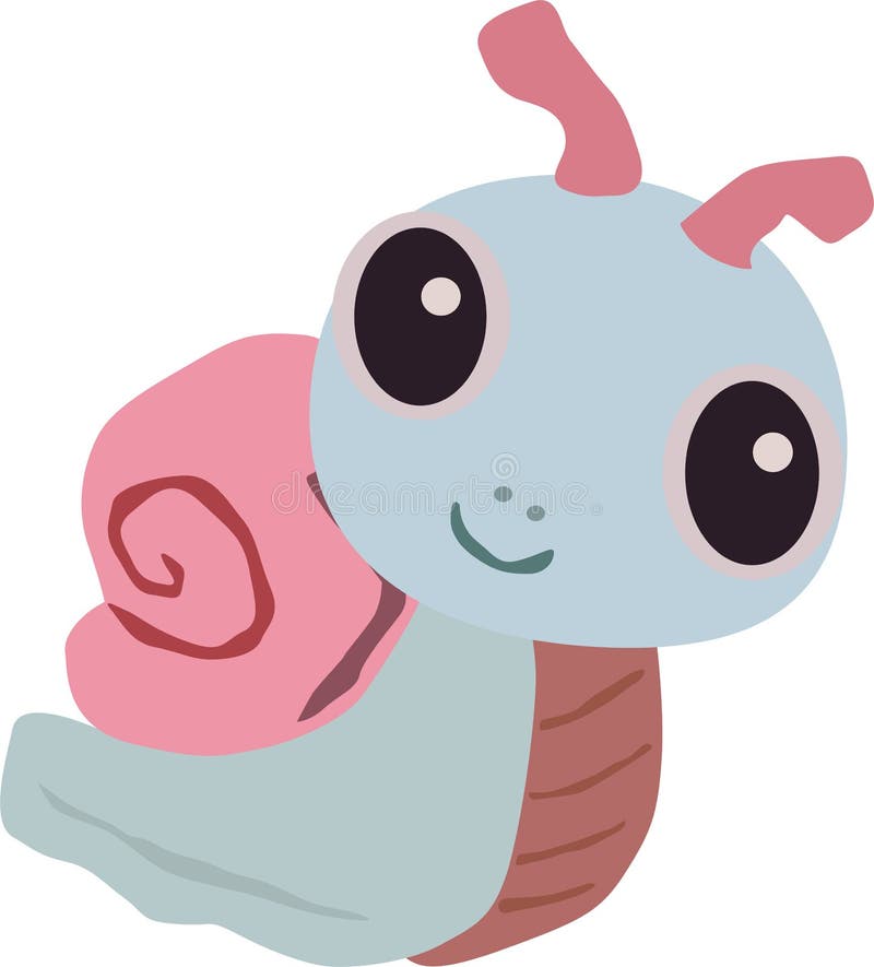 Snail. Cute Cartoon Character, Hand-drawn, Grunge Textured Stock Vector ...