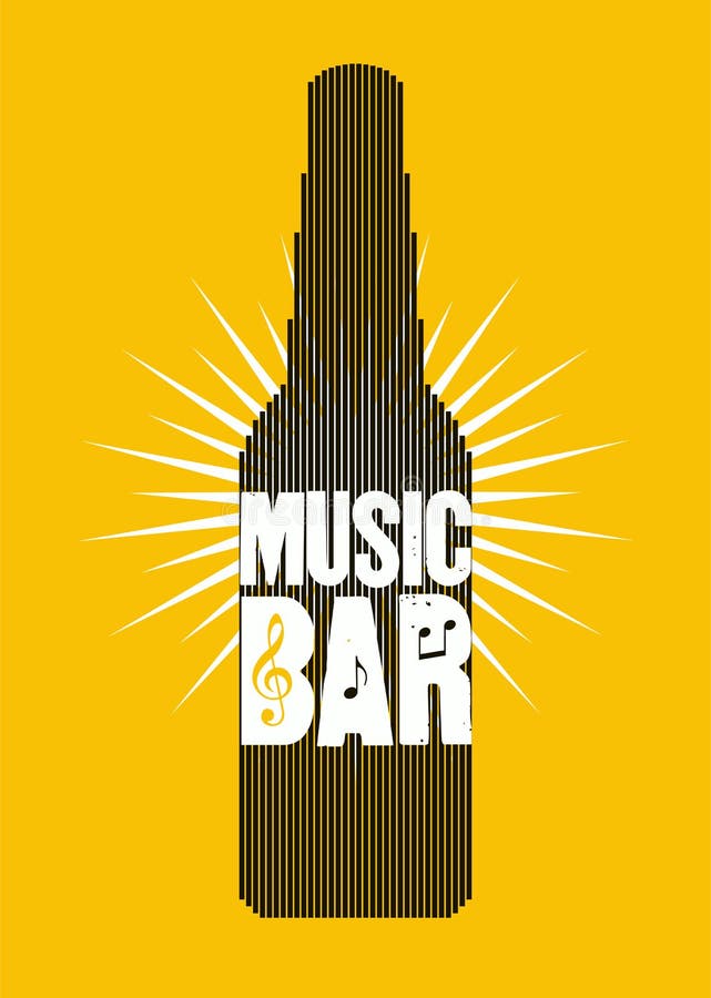 Music Bar Poster Design with Beer Bottle Graphic Equalizer. Vector ...