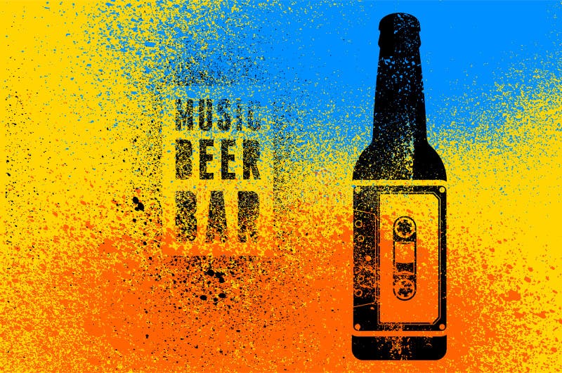 Music Beer Bar Splash Stencil Style Typographic Grunge Poster Design ...