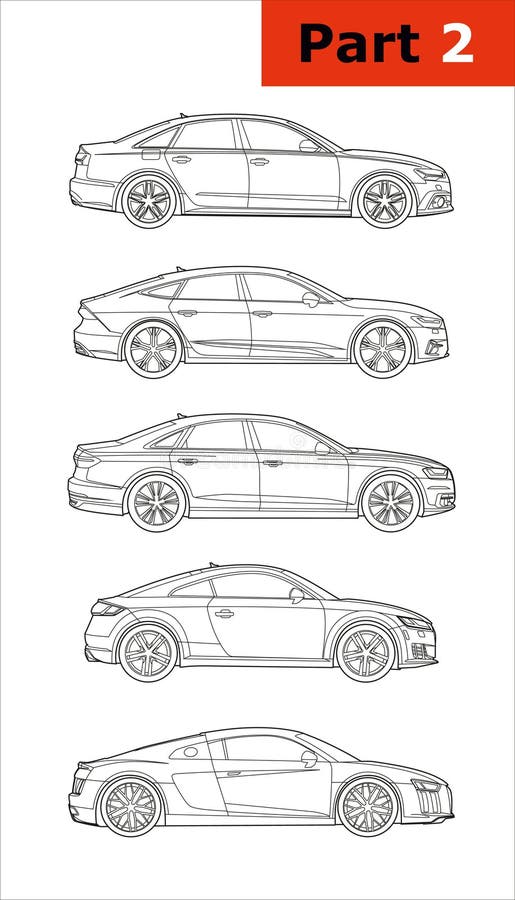 Set of Contour Models of Cars Part 2. Stock Vector - Illustration of ...