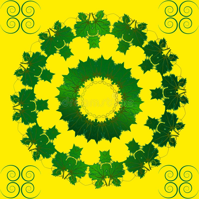The Symmetrical Pattern of Vine Leaves Creates an Ornament in the Form ...