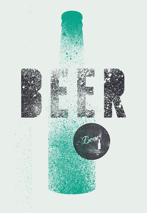 Beer Bottle Typographic Stencil Spray Grunge Style Poster Design ...