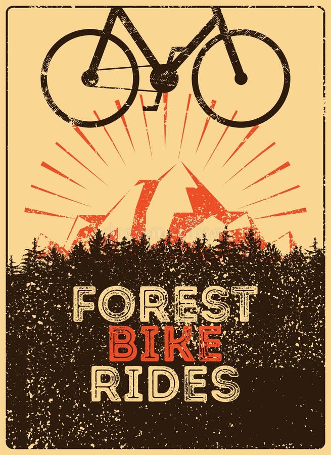 Forest Bike Rides. Eco Tourism Conceptual Typographical Vintage Grunge ...
