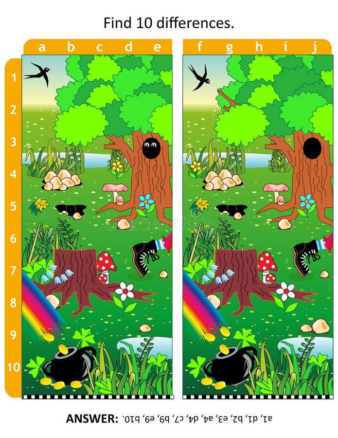 Find the Differences Visual Puzzle Stock Vector - Illustration of mind ...