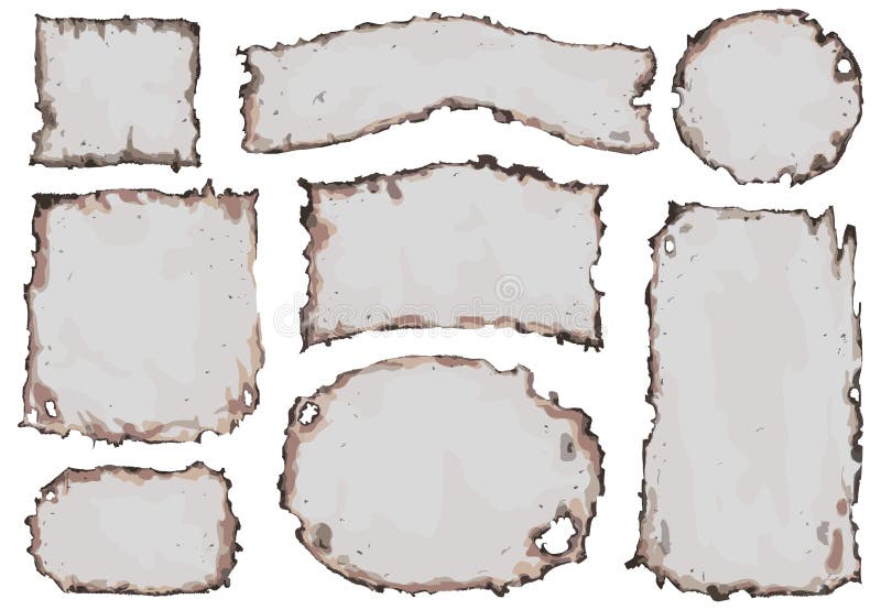 Pieces of Burned Paper Set. Vintage Design Elements Collection Stock ...
