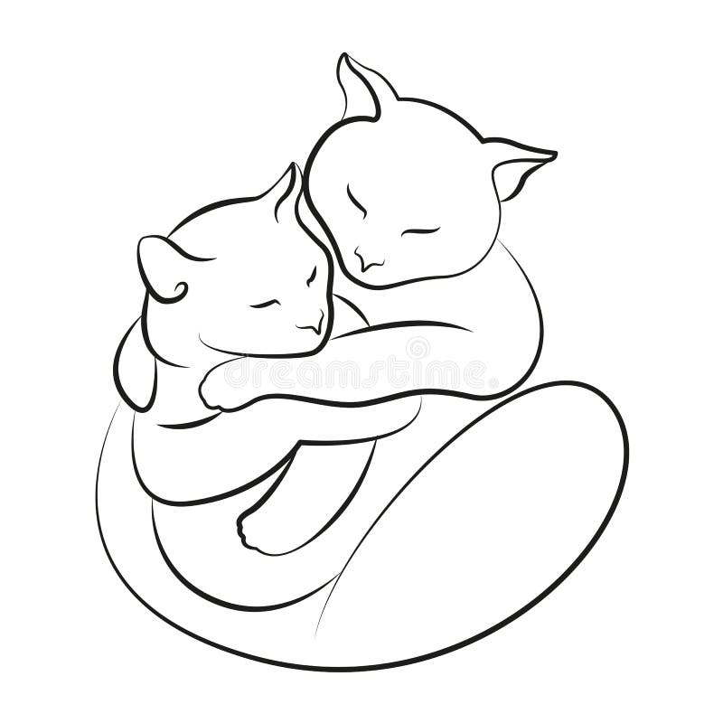 Line Drawing Two Cats Stock Illustrations – 266 Line Drawing Two Cats ...