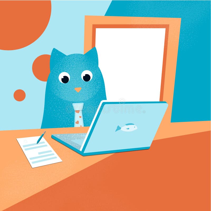 The Life of a Working Cat. Great Worker Part 4 Stock Vector ...