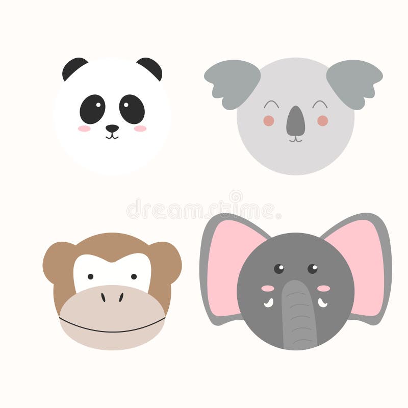 Elephant, Monkey, Koala and Panda Stock Vector - Illustration of ð¿ðµñ ...