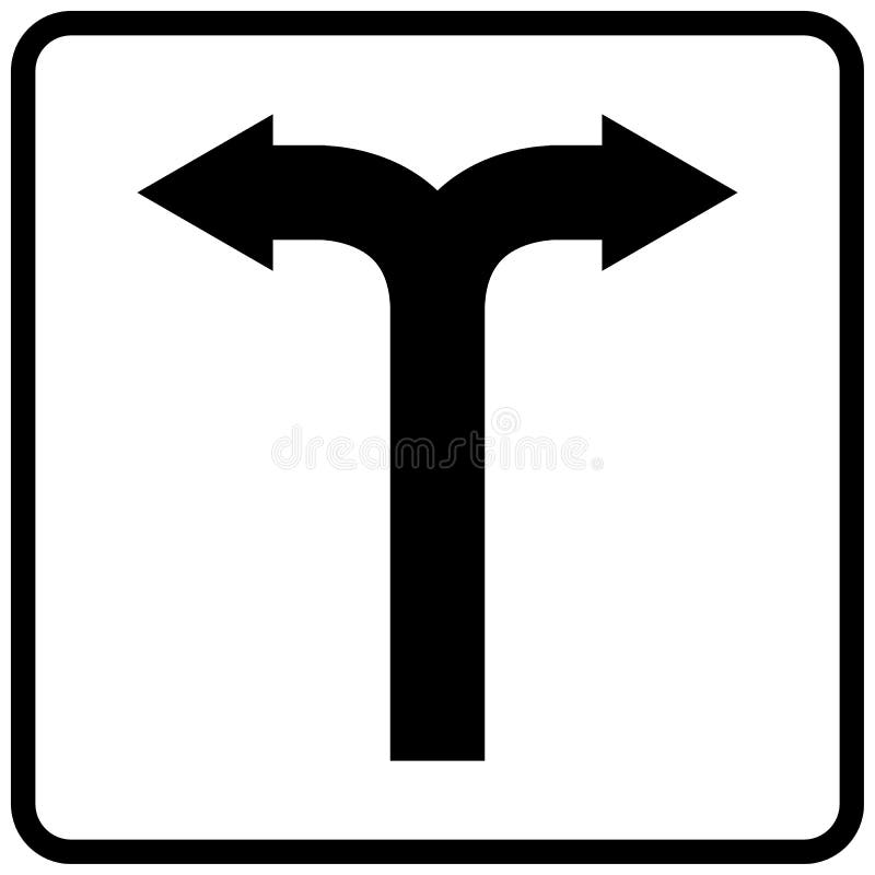 Arrow Pointing Two Paths. Right and Left Stock Vector - Illustration of ...