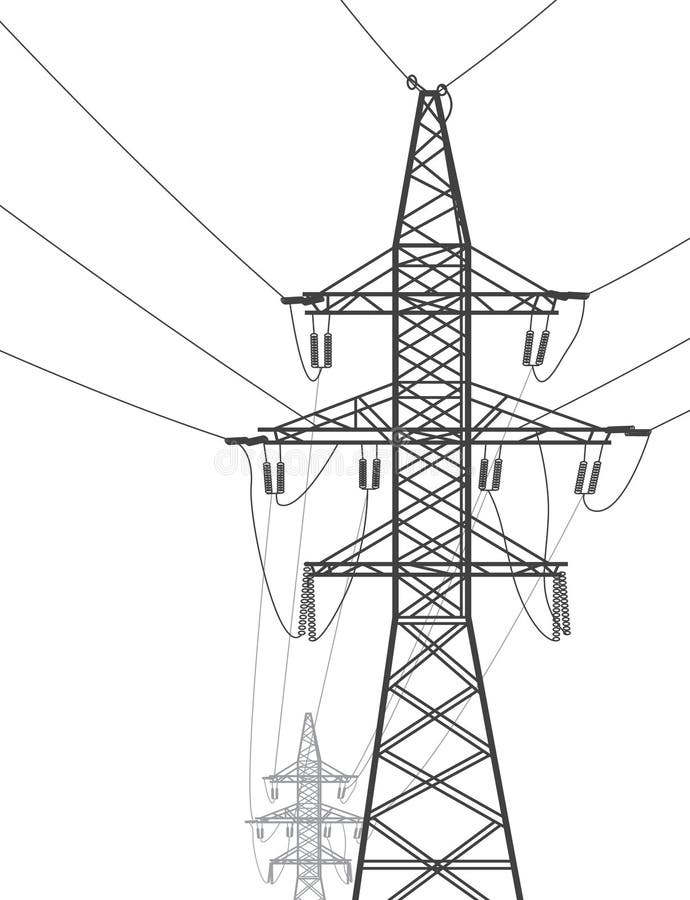 High Voltage Transmission Systems. Electric Pole. Power Lines. a ...