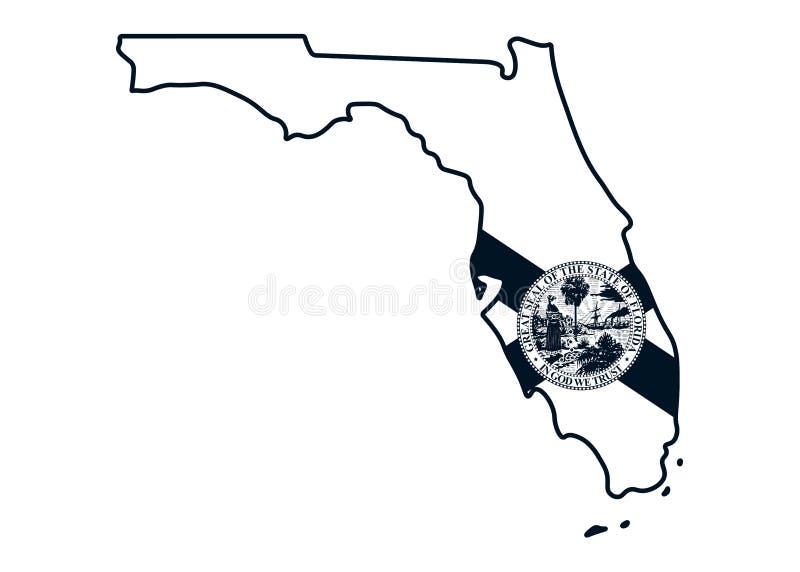 Map of the State of Florida with Its Official Flag Stock Vector ...