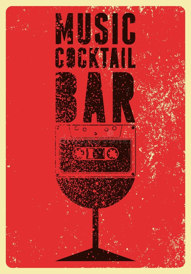Music Cocktail Bar Typographical Vintage Grunge Style Emblem or Poster ...