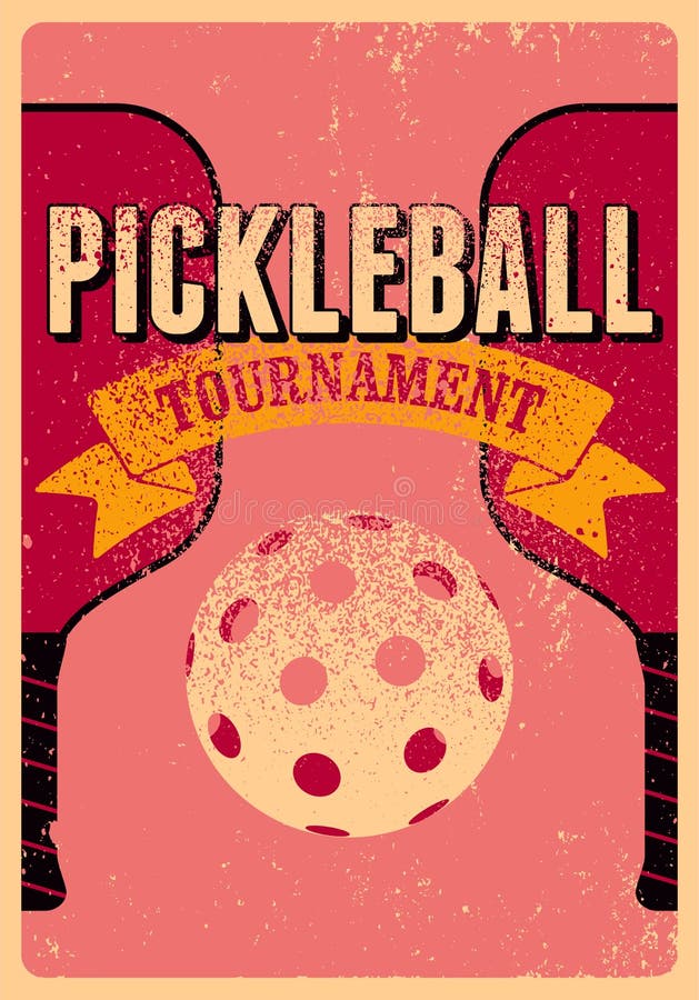 Pickleball Tournament Typographical Vintage Grunge Style Poster Design ...