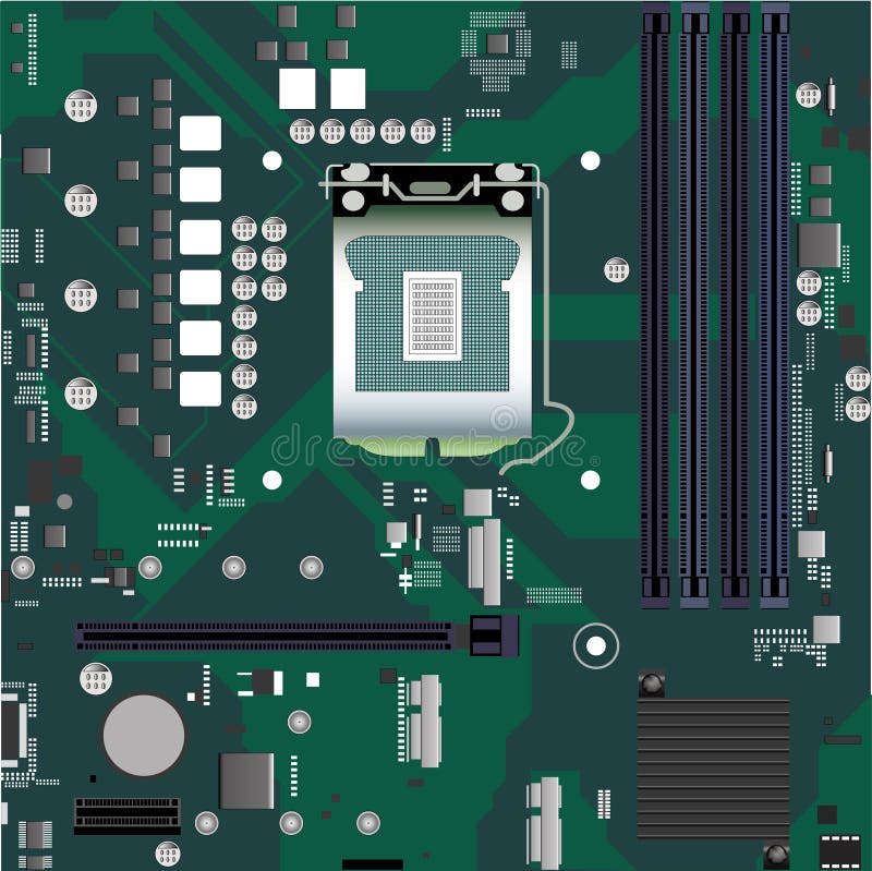 Realistic Motherboard in Vector Stock Vector - Illustration of ...