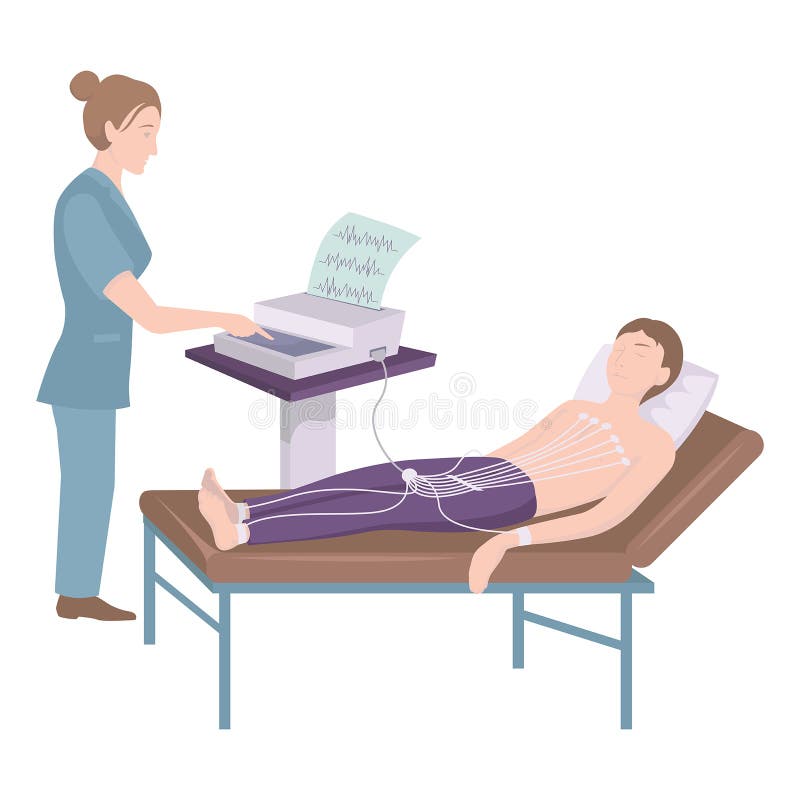 ECG Device. Nurse Doing Medical Examination Stock Vector - Illustration ...