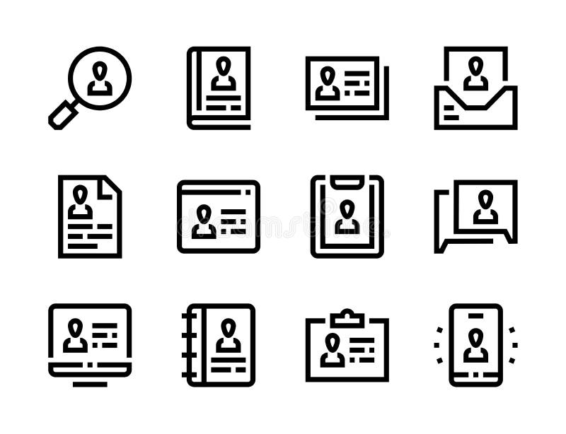 Profile, Bio and User Information Line Vector Icons. Stock Vector ...