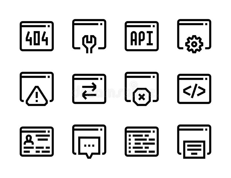 Website Configuration and Web Page Preferences Line Vector Icons. Stock ...