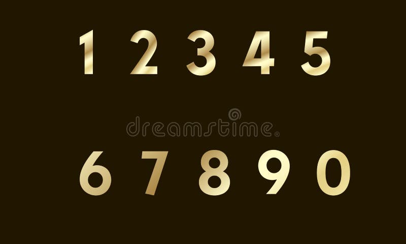 Realistic Golden Numbers. 3D Vector Set of Golden Metallic Numbers with ...