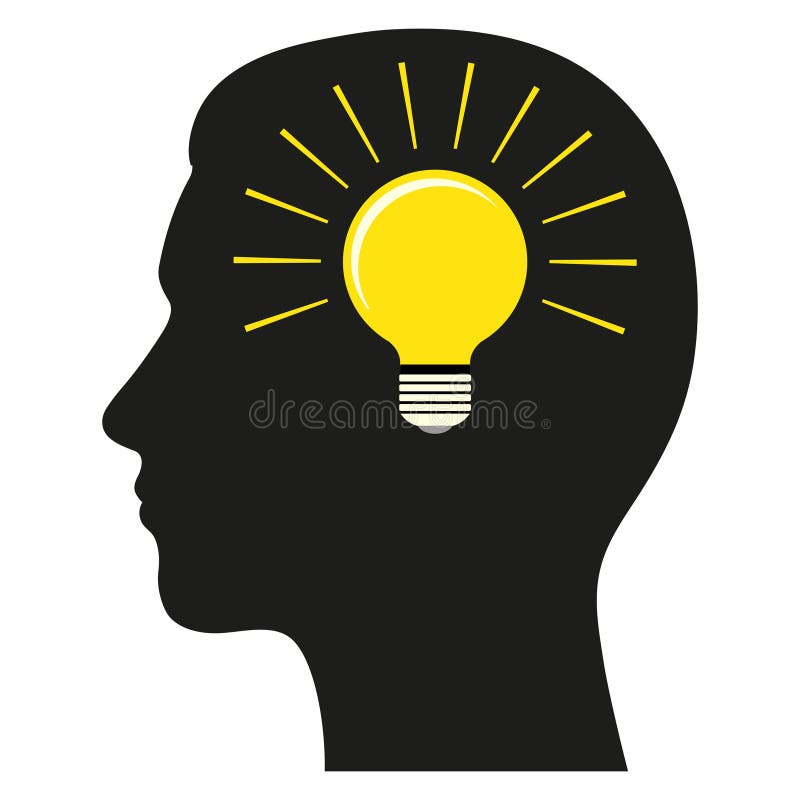 Creative Thinking Logo Illustration.Human Head with a Light Bulb Stock ...