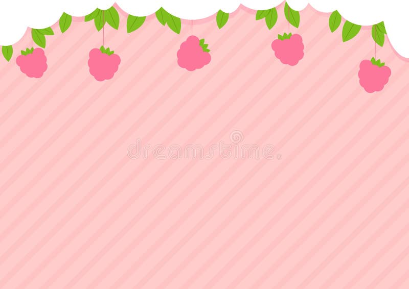 Pink Sweet Background with Raspberries and Leaves Stock Illustration ...