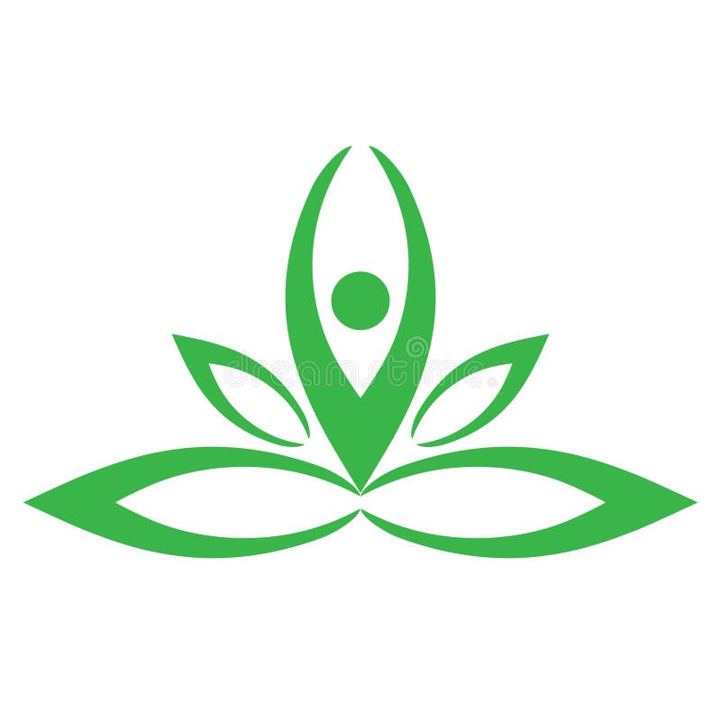 Illustration Logo of a Woman in the Lotus Position with Green Leaves ...
