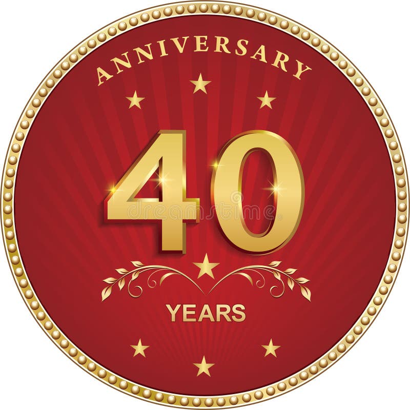 40 Years Anniversary Logo Design in Golden Circle on Red Radiant ...