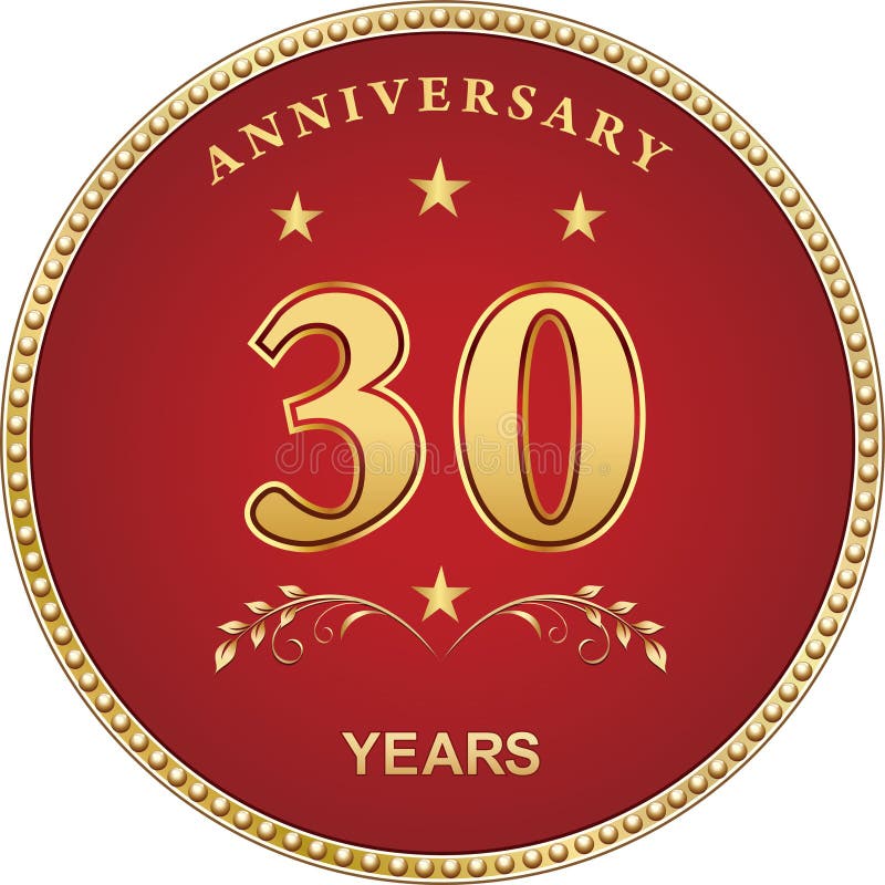 30 Years Anniversary Logo Design in Golden Circle on Red Background ...