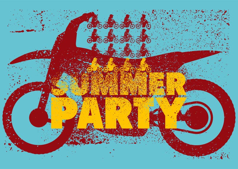 Summer Party or Bike Fest Typographic Grunge Vintage Poster Design with ...