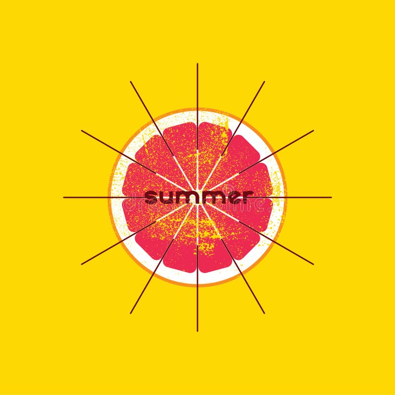 Summer Time Geometric Typographical Grunge Style Design with Citrus ...