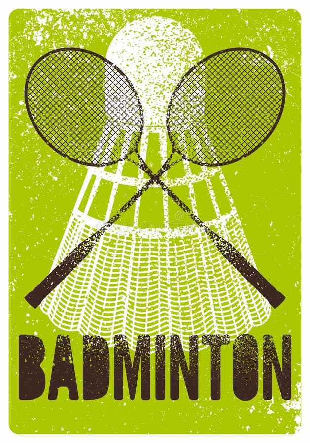 Badminton Typographic Vintage Grunge Style Poster. Retro Vector ...