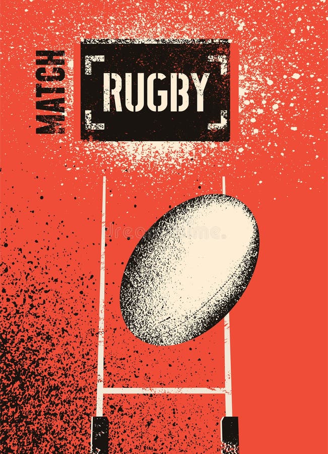 Rugby Match Typographical Vintage Grunge Style Poster Design. Retro ...