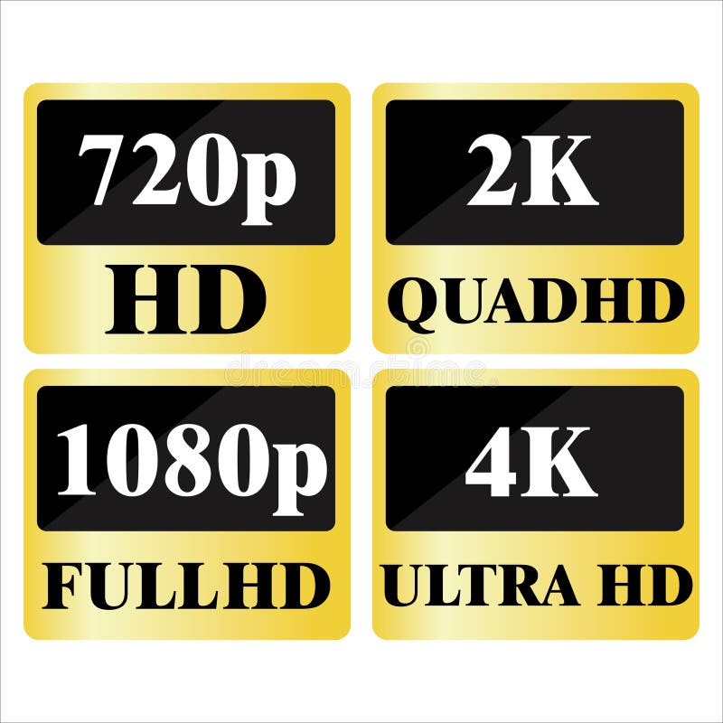 4k Ultrahd , 2k Quadhd , 1080 Fullhd and 720 Hd Stock Illustration ...