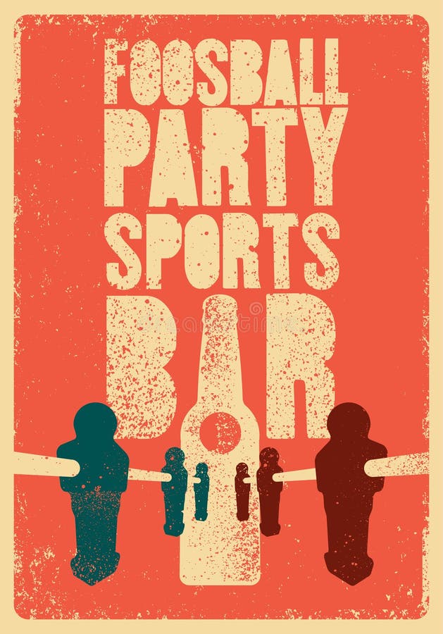 Foosball Table Soccer Party Sports Bar Typographical Vintage Grunge ...